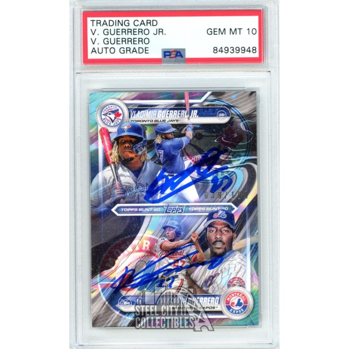 Vladimir Guerrero Jr/Sr 2020 Topps Bunt Dual Autograph Card /100 PSA ...