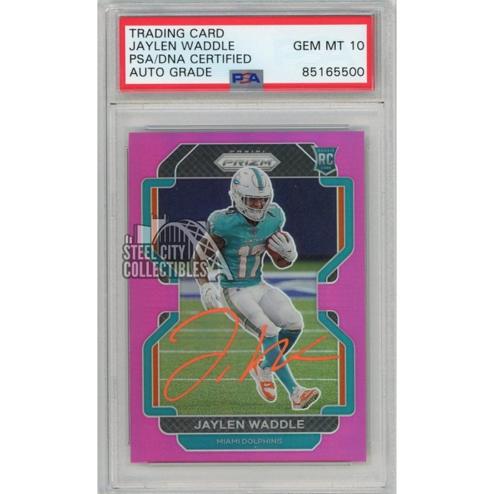 Jaylen Waddle 2021 Panini Prizm Pink Autograph Rookie Card #338 PSA/DNA ...
