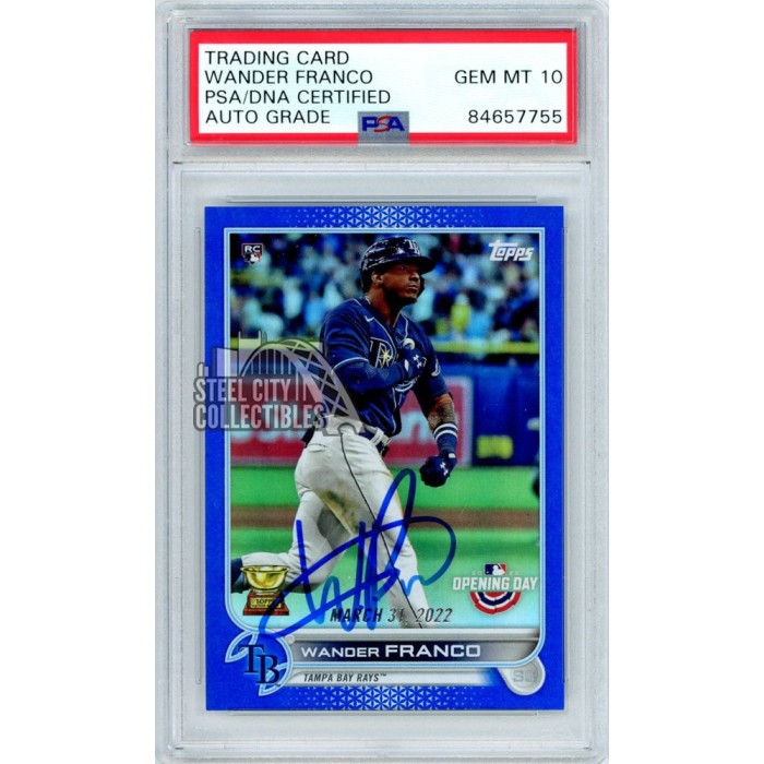 Wander Franco 2022 Topps Blue Foil Autograph Rookie Card #208 PSA/DNA ...