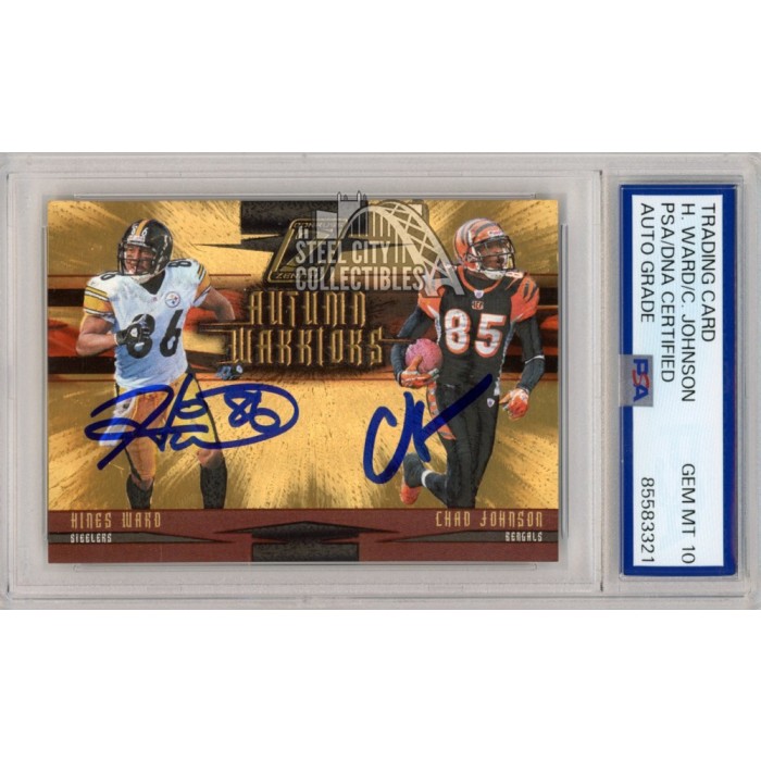 Hines Ward/Chad Johnson 2005 Zenith Gold Autograph Card #AW-17 /100 PSA ...