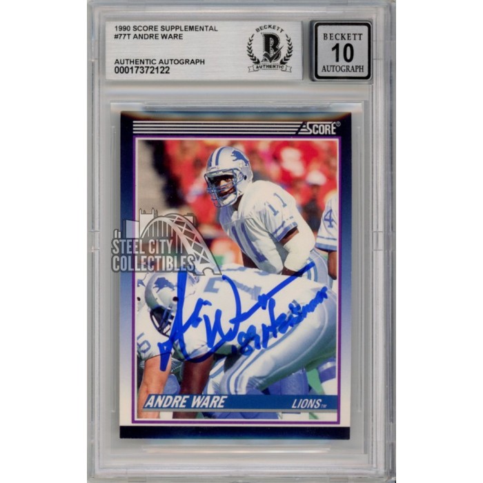 Andre Ware 1990 Score Supplemental Autograph "89 Heisman" Card #77T BAS ...
