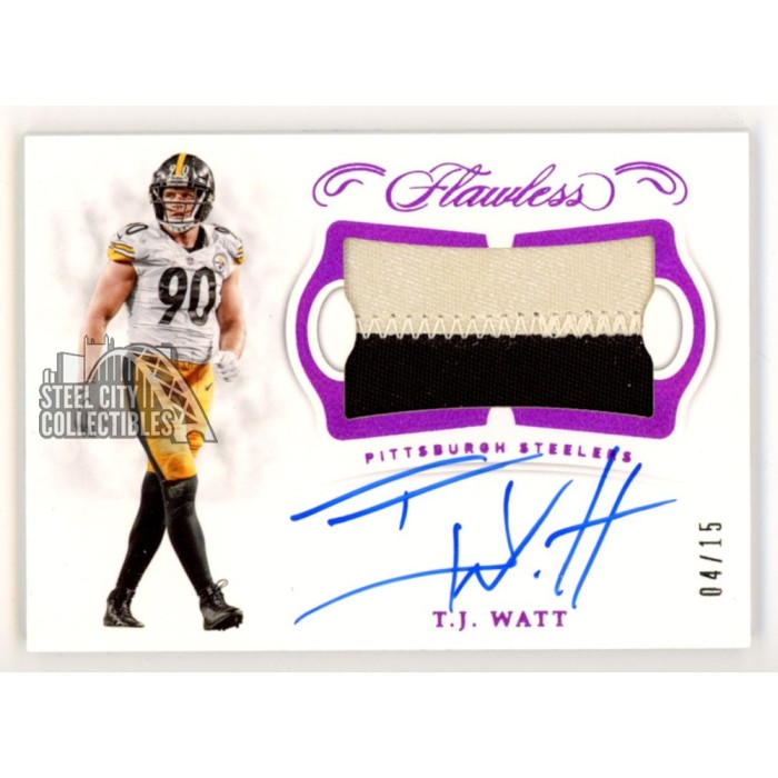TJ Watt 2018 Panini Flawless Football Autograph Patch Card #PA-TJ 04/15 ...