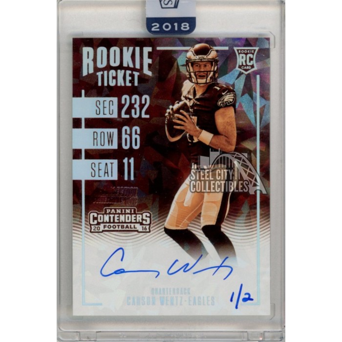 Carson Wentz 2018 Panini Honors Contenders Autograph Cracked Ice Card 2 ...