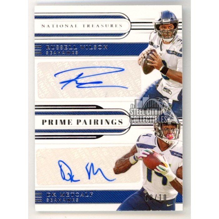 Russell Wilson/DK Metcalf 2019 Panini National Treasures Prime Pairings ...