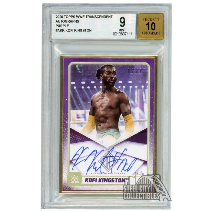 Kofi Kingston 2020 Topps Transcendent WWE Purple Autograph Card /10 BGS ...
