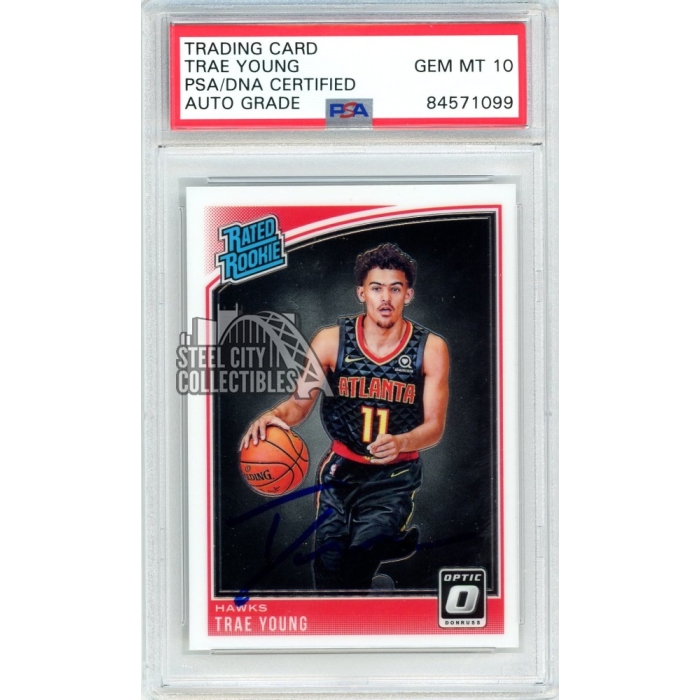 Trae Young 2018-19 Donruss Optic Basketball Rated Rookie Auto #198 PSA ...
