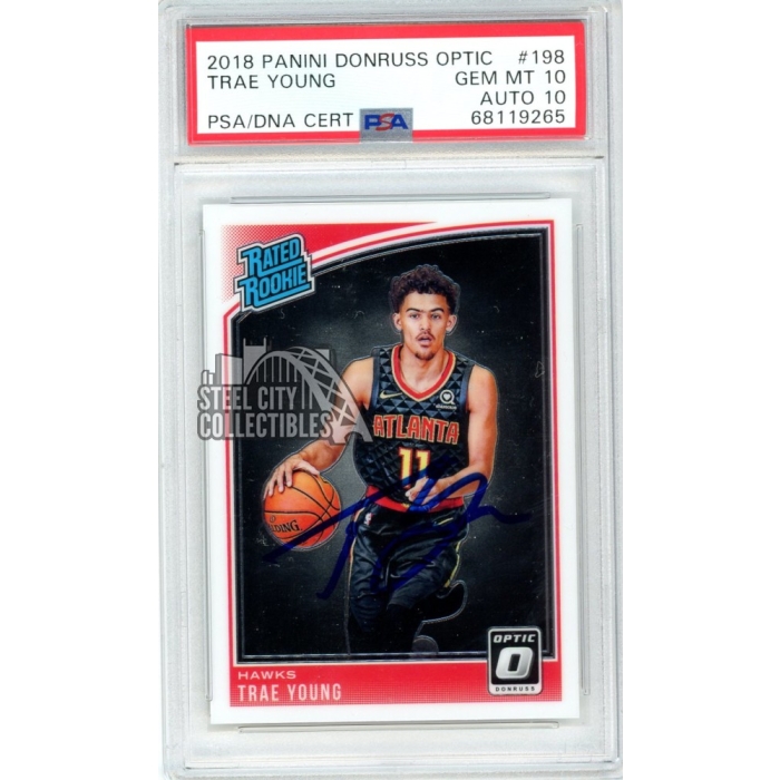 Trae Young 2018-19 Donruss Optic Basketball Rated Rookie Auto #198 PSA ...