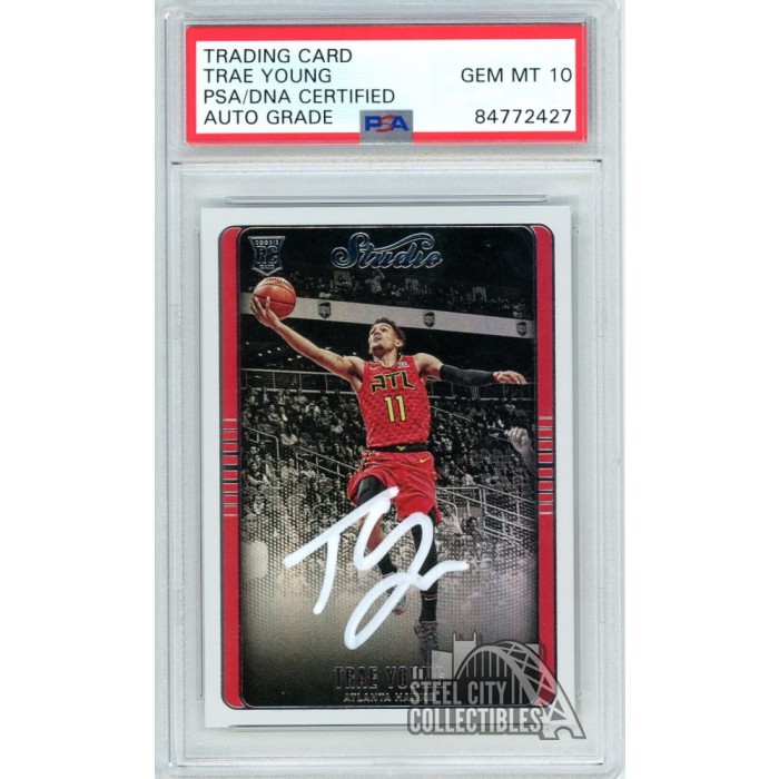 Trae Young 2018-19 Panini Studio Autograph Rookie Card #298 PSA/DNA 10 ...