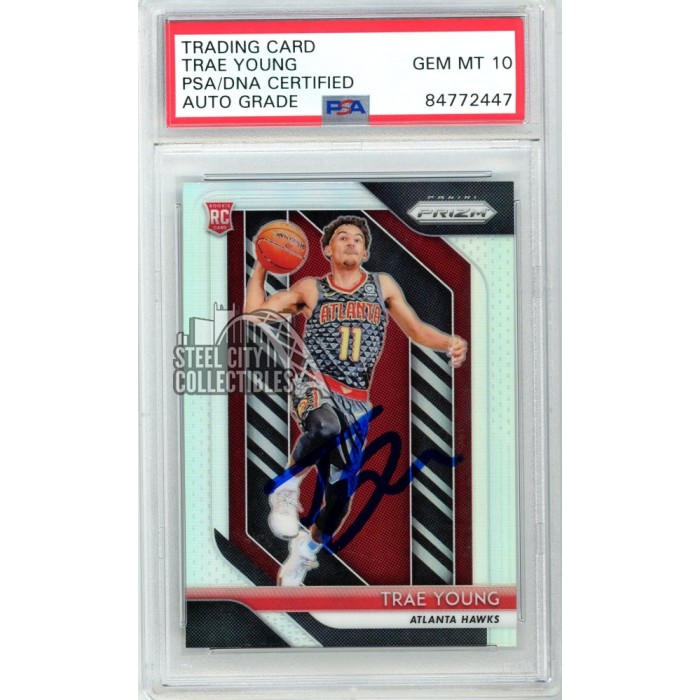 Trae Young 2018-19 Panini Prizm Silver Autograph RC Card #78 PSA/DNA 10 ...