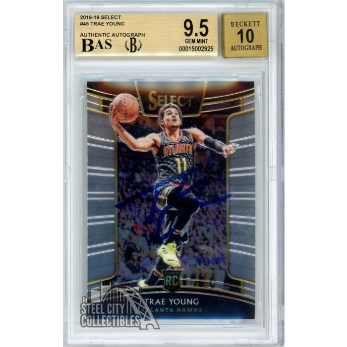 Trae Young 2018-19 Panini Select Autograph Rookie Card #45 BGS 9.5 BAS ...