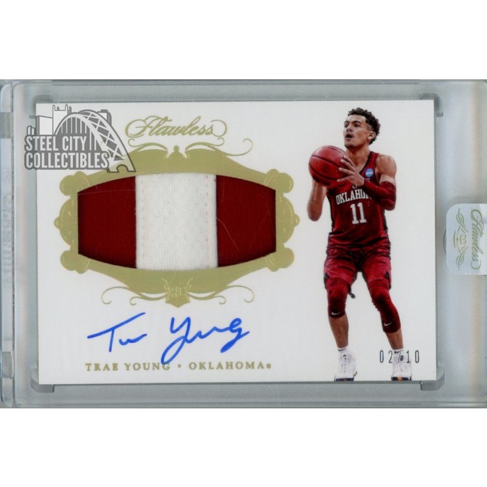 Trae Young 2018-19 Panini Flawless Collegiate Autograph Rookie Patch ...
